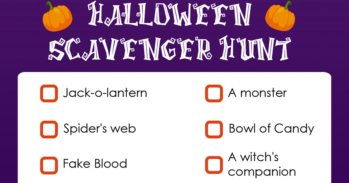 Free printable for a virtual Scavenger Hunt for Halloween Free printable for a virtual Scavenger Hunt for Halloween